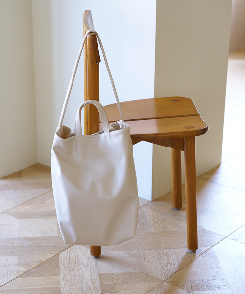 セール】2WAY底マチワイド レザーライクワンショルダーバッグ（トート