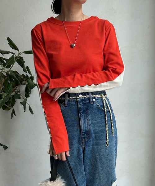 DouDou（ドゥドゥ）の「【毎年大人気！】【WEB限定】 バイカラー2WAYリブTEE（Tシャツ/カットソー）」 - WEAR