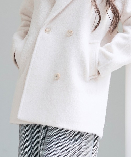 セール】ダブルブレストテーラードウールライクジャケット/コート