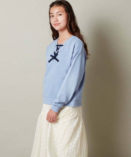 a.v.v（アーヴェヴェ）の「[140-150]フロントレースアップトレーナー（スウェット）」 - WEAR