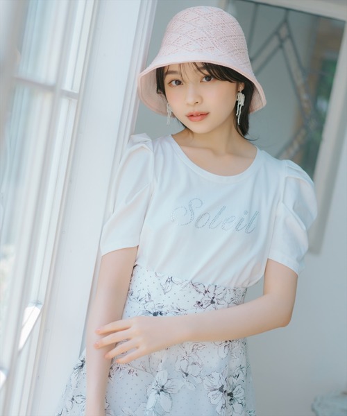 WILLSELECTION（ウィルセレクション）の「タックスリーブラインストーンロゴTシャツ（Tシャツ/カットソー）」 - WEAR