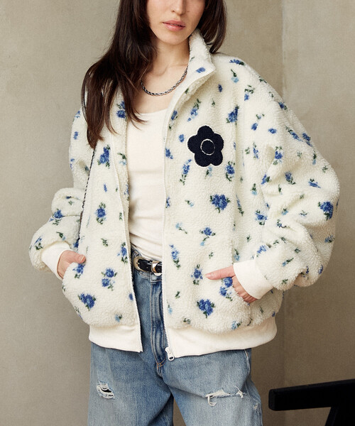 MARY QUANT × PUBLUX/マリークワント 花柄 ボアブルゾン 限定展開