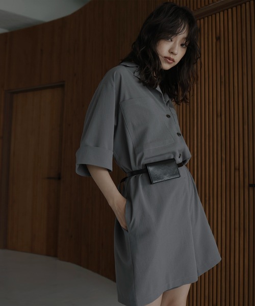 hellam（へラム）の「クレープ シャツロンパース（サロペット/オーバーオール）」 - WEAR