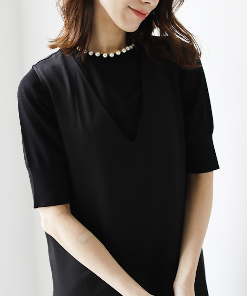 REAL CUBE（リアルキューブ）の「パールネックドライサマーニット（Tシャツ/カットソー）」 - WEAR