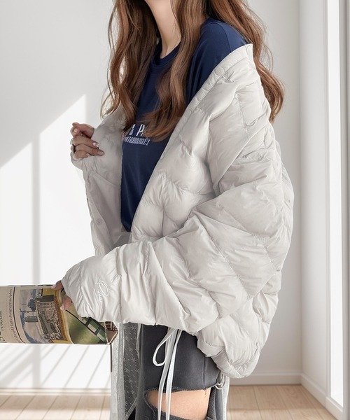 【セール】虜になる軽ふわ感。袖刺繍入りスーパーライト中綿ダウンジャケット（ブルゾン）｜classicalelf（クラシカルエルフ）の ...