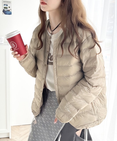 【セール】虜になる軽ふわ感。袖刺繍入りスーパーライト中綿ダウンジャケット（ブルゾン）｜classicalelf（クラシカルエルフ）の ...