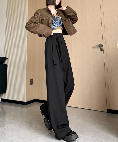 Teem Store（チームストア）の「【25年秋冬新作】ウエストリボンワイドスラックス（スラックス）」 - WEAR