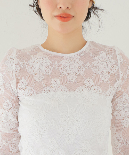 TELA（テラ）の「【TELA/テラ】レースロングTシャツ（Tシャツ/カットソー）」 - WEAR