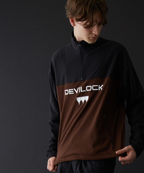 DEVILOCK（デビロック）の「【DEVILOCK】《別注》ビッグシルエット 切替 ロゴ 刺繍 ハーフジップ プルオーバー（スウェット）」 - WEAR