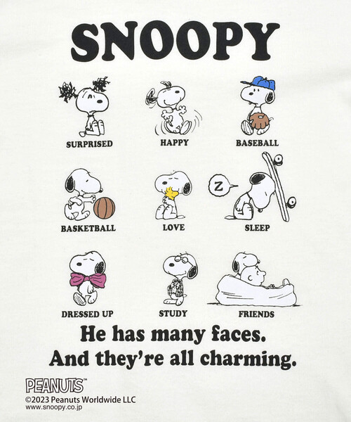 SLAP SLIP（スラップスリップ）の「【PEANUTS×SLAP SLIP】スヌーピー袖切り替えキャラクター前面プリント長袖Tシャツ(80 ...
