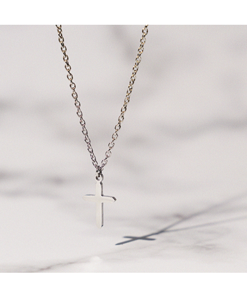 Flatline Cross Surgical Steel Chain Necklace (C2401-AN783_SV)（ネックレス ...