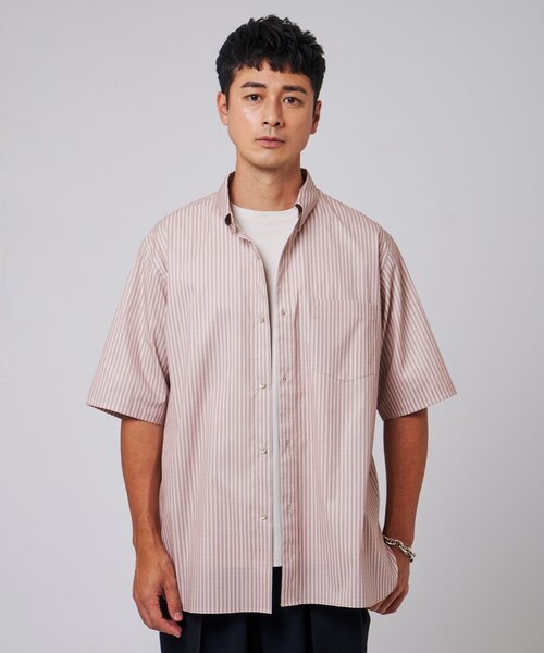 EDIFICE（エディフィス）の「"MULTI FUNCTION" ショートスリーブ ストライプ ボタンダウンシャツ（シャツ/ブラウス）」 - WEAR