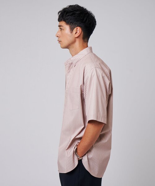 EDIFICE（エディフィス）の「"MULTI FUNCTION" ショートスリーブ ストライプ ボタンダウンシャツ（シャツ/ブラウス）」 - WEAR