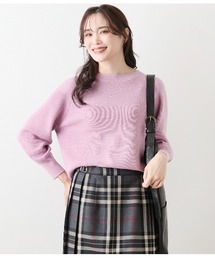 セール】ブークレー格子柄 クルーネックショートカーディガン（ニット