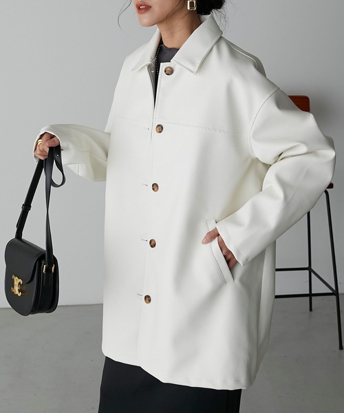 Anss.me（アンスミー）の「【Anss.me】フェイクレザーオーバーサイズジャケット（その他アウター）」 - WEAR