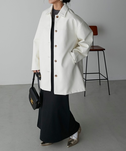 Anss.me（アンスミー）の「【Anss.me】フェイクレザーオーバーサイズジャケット（その他アウター）」 - WEAR