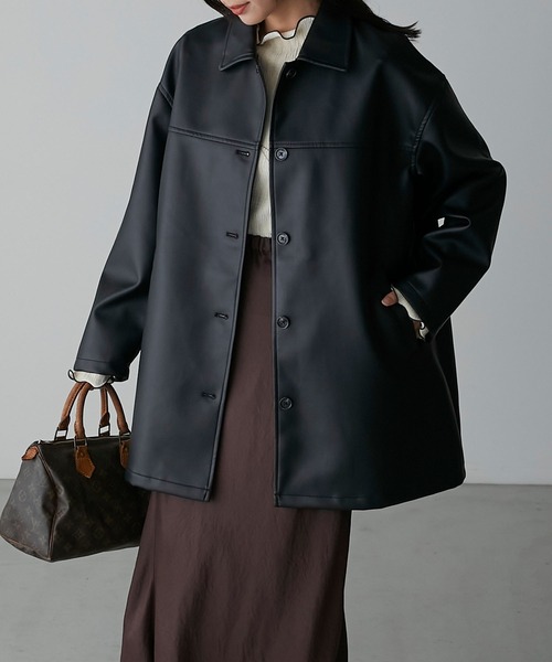 Anss.me（アンスミー）の「【Anss.me】フェイクレザーオーバーサイズジャケット（その他アウター）」 - WEAR