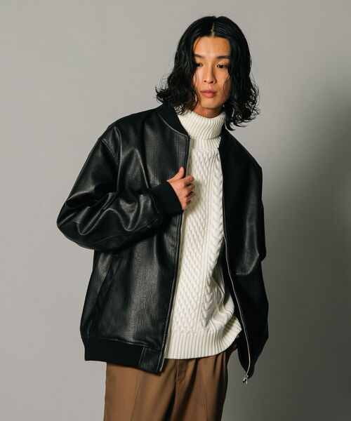 UNIIT（ユニット）の「【UNIIT/ユニット】 エコレザー フェイクレザービッグシルエットMA-1 サスティナブル（MA-1）」 - WEAR