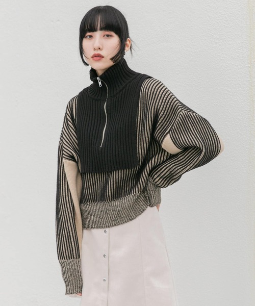 KBF（ケイビーエフ）の「『WEB/一部店舗限定カラー』レイヤードハーフZIPニット（ニット/セーター）」 - WEAR