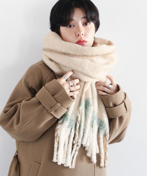 RAGEBLUE（レイジブルー）の「multi check volume fringe muffler/マルチチェック ボリュームフリンジマフラー（マフラー）」 - WEAR
