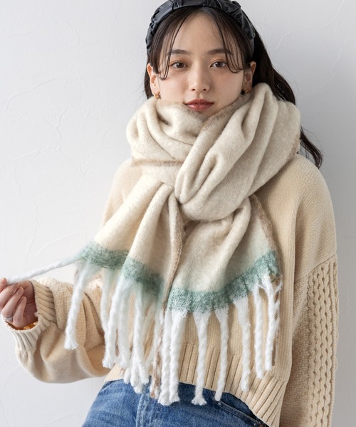 RAGEBLUE（レイジブルー）の「multi check volume fringe muffler/マルチチェック ボリュームフリンジマフラー（マフラー）」 - WEAR