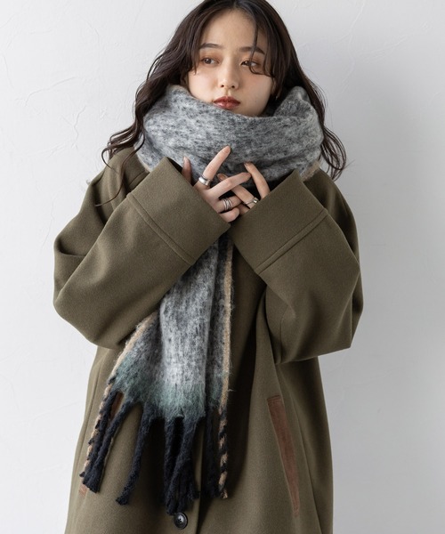 RAGEBLUE（レイジブルー）の「multi check volume fringe muffler/マルチチェック ボリュームフリンジマフラー（マフラー）」 - WEAR