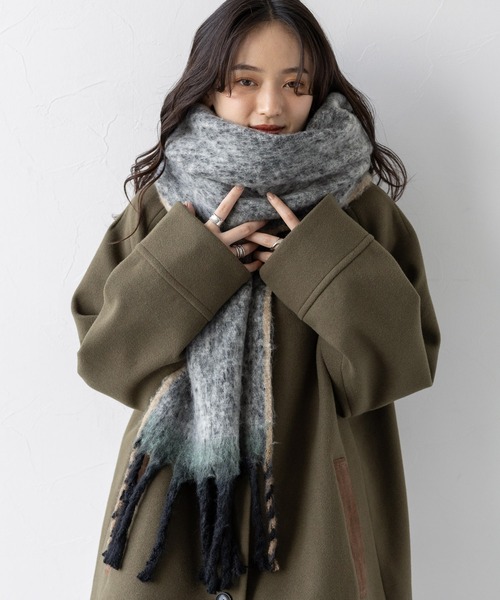 RAGEBLUE（レイジブルー）の「multi check volume fringe muffler/マルチチェック ボリュームフリンジマフラー（マフラー）」 - WEAR