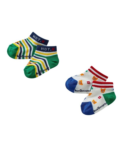HOT BISCUITS（ホットビスケッツ）の「ワンポイント半袖Tシャツ＆ローカットソックスセット【BOX付き】（ベビーギフト）」 - WEAR