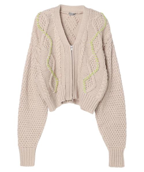 KBF（ケイビーエフ）の「KBF ハンドステッチケーブルZIPアウター（カーディガン/ボレロ）」 - WEAR