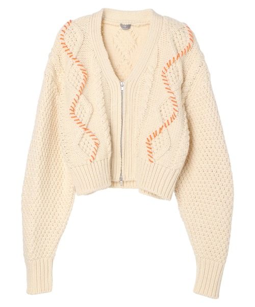 KBF（ケイビーエフ）の「KBF ハンドステッチケーブルZIPアウター（カーディガン/ボレロ）」 - WEAR