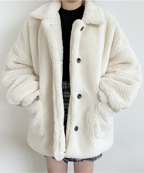 AMAJI（アマジ）の「オープンカラーミドルボアコート（ムートンコート）」 - WEAR