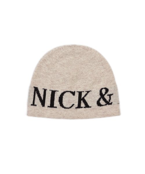 NICK&NICOLE（ニックアンドニコール）の「CASHMERE LETTERING JAQUARD BEANIE_BEIGE（ニット ...