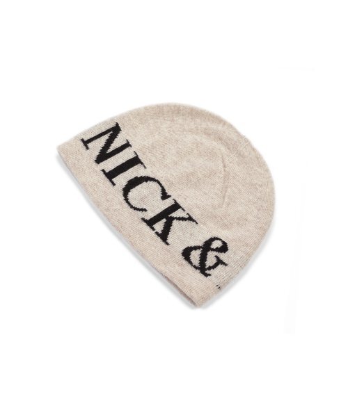 NICK&NICOLE（ニックアンドニコール）の「CASHMERE LETTERING JAQUARD BEANIE_BEIGE（ニット ...