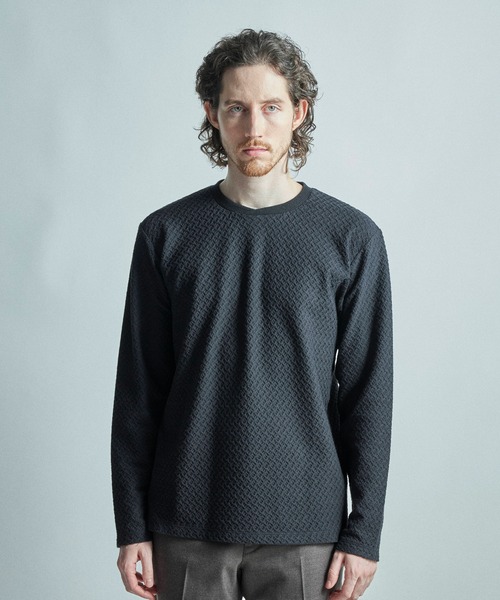 シャーリングジャカードロングスリーブTシャツ（Tシャツ/カットソー