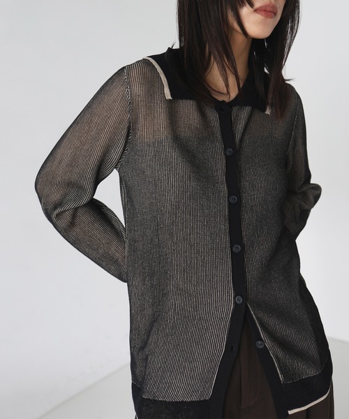 hellam（へラム）の「襟付き配色チュニックカーデ（カーディガン/ボレロ）」 - WEAR