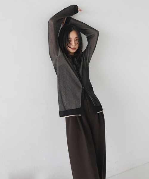 hellam（へラム）の「襟付き配色チュニックカーデ（カーディガン/ボレロ）」 - WEAR