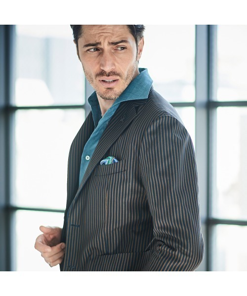 g-stage（ジーステージ）の「g-stage 春夏 ストライプ柄清涼ストレッチジャケット（テーラードジャケット）」 - WEAR