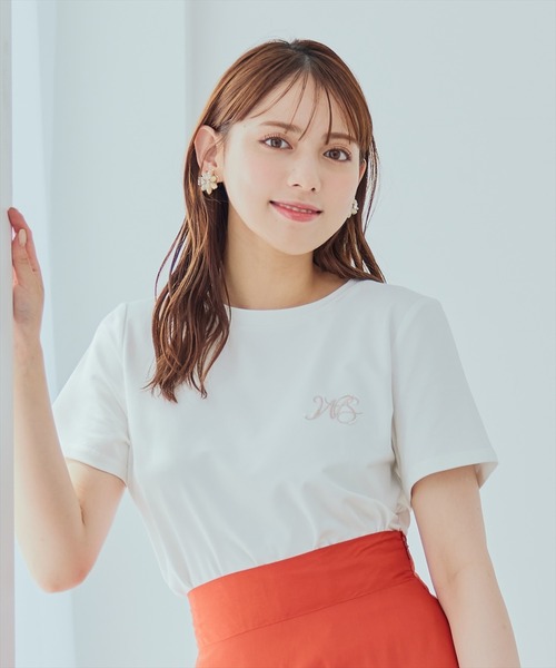 WILLSELECTION（ウィルセレクション）の「パール付きロゴ刺繍Tシャツ（Tシャツ/カットソー）」 - WEAR