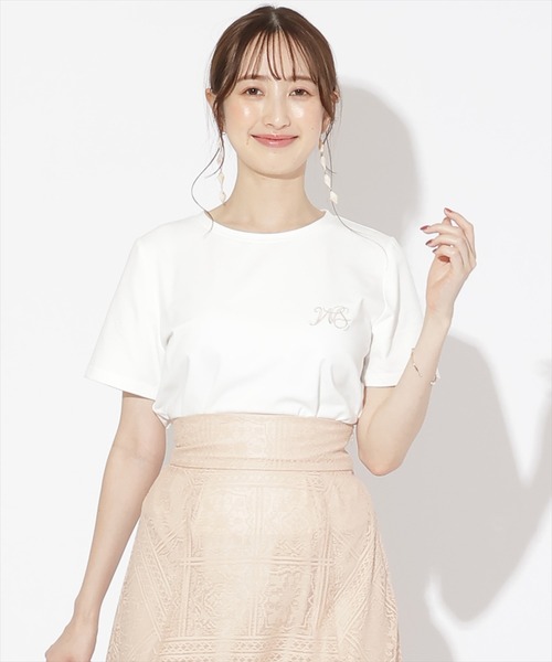 WILLSELECTION（ウィルセレクション）の「パール付きロゴ刺繍Tシャツ（Tシャツ/カットソー）」 - WEAR