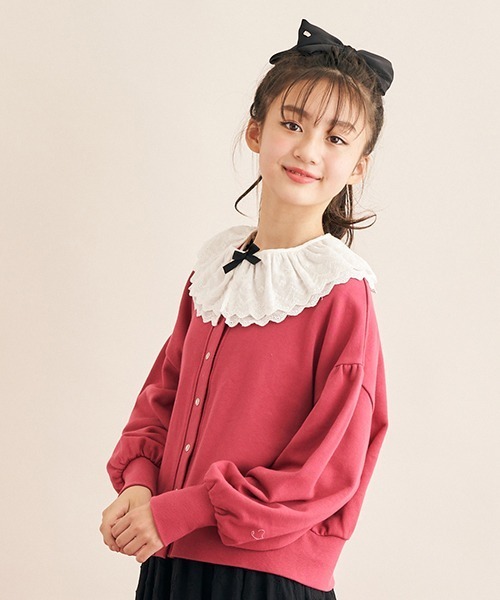 mezzo piano Junior（メゾピアノジュニア）の「レース衿長袖Tシャツ（Tシャツ/カットソー）」 - WEAR