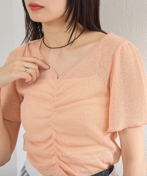 Kastane（カスタネ）の「【前後2WAY】シャーリング半袖Tee（Tシャツ/カットソー）」 - WEAR