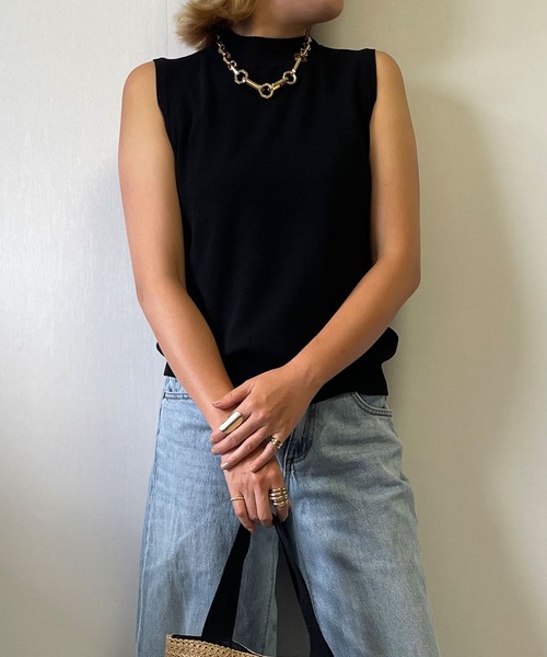 Fizz（フィズ）の「【Fizz/フィズ】 モックネックスリーブレスニット（Tシャツ/カットソー）」 - WEAR