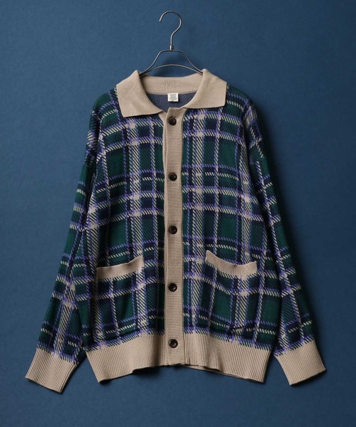 ANPAS（アンパス）の「Total Pattern Jacquard Knit Shirt/総柄 ジャガード ニットシャツ カーディガン ...