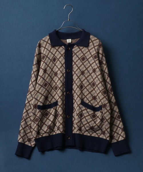 ANPAS（アンパス）の「Total Pattern Jacquard Knit Shirt/総柄 ジャガード ニットシャツ カーディガン ...