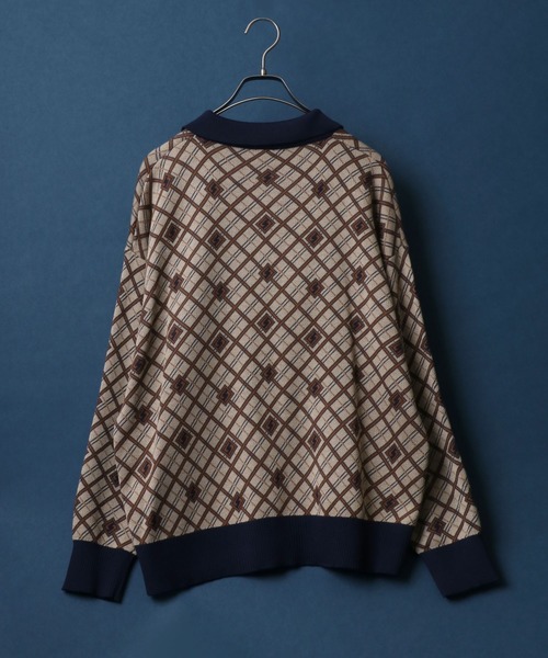 ANPAS（アンパス）の「Total Pattern Jacquard Knit Shirt/総柄 ジャガード ニットシャツ カーディガン ...