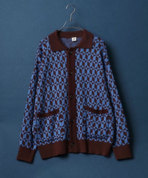 ANPAS（アンパス）の「Total Pattern Jacquard Knit Shirt/総柄 ジャガード ニットシャツ カーディガン ...