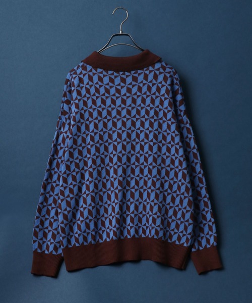 ANPAS（アンパス）の「Total Pattern Jacquard Knit Shirt/総柄 ジャガード ニットシャツ カーディガン ...