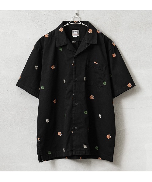 HOUSTON（ヒューストン）の「HOUSTON ヒューストン 41244 ツイル 総柄刺繍 半袖シャツ（シャツ/ブラウス）」 - WEAR