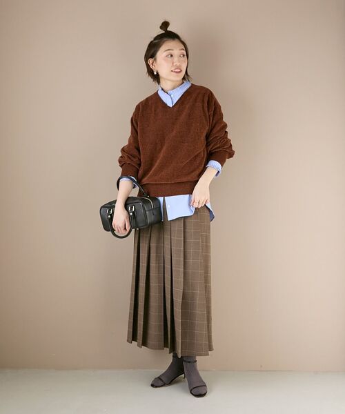 セール】グレンチェックフロントプリーツスカート（スカート）｜le