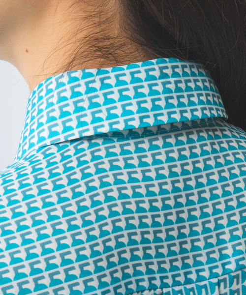 セール】【NARACAMICIE】バスケット幾何シフォン七分袖ブラウス